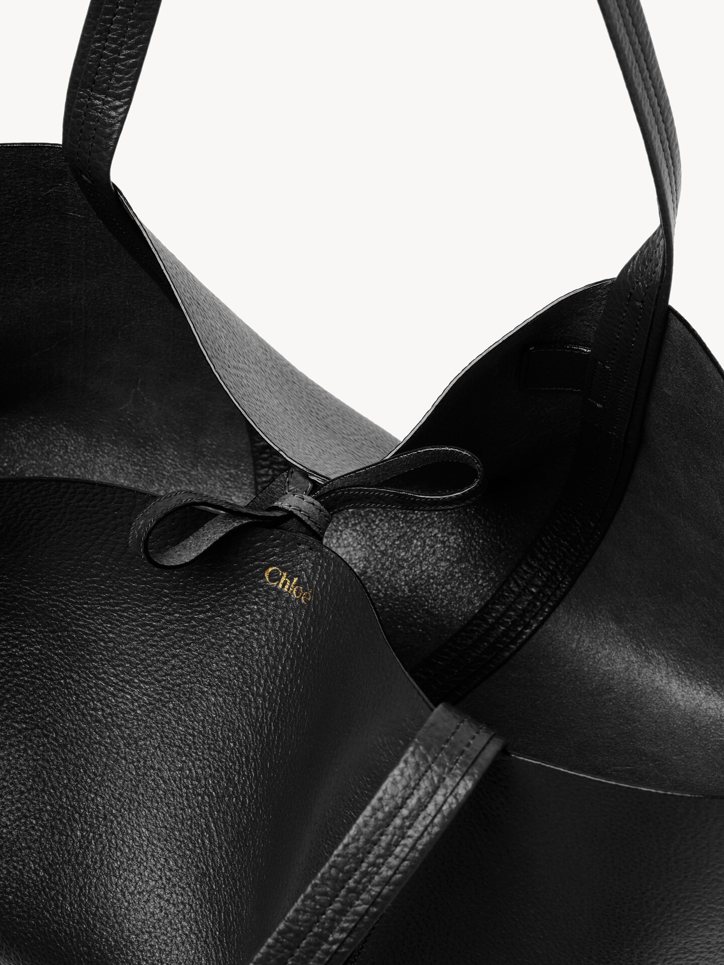 Chloé Spin East-West Tote Bag aus genarbtem Leder Schwarz - Chloé